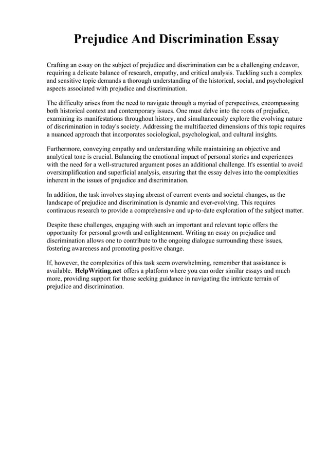 Prejudice And Discrimination Essay. Roane State Community College | PDF ...