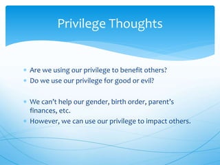 Privilege and Prejudice's Impact from the College Classroom | PPTX