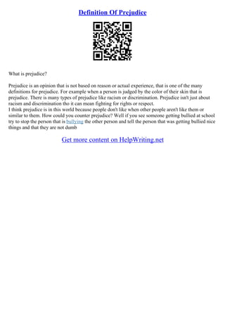 Prejudice Essay | PDF