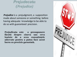 Prejudices and stereotypes - prof. Marcela Turcu | PPTX