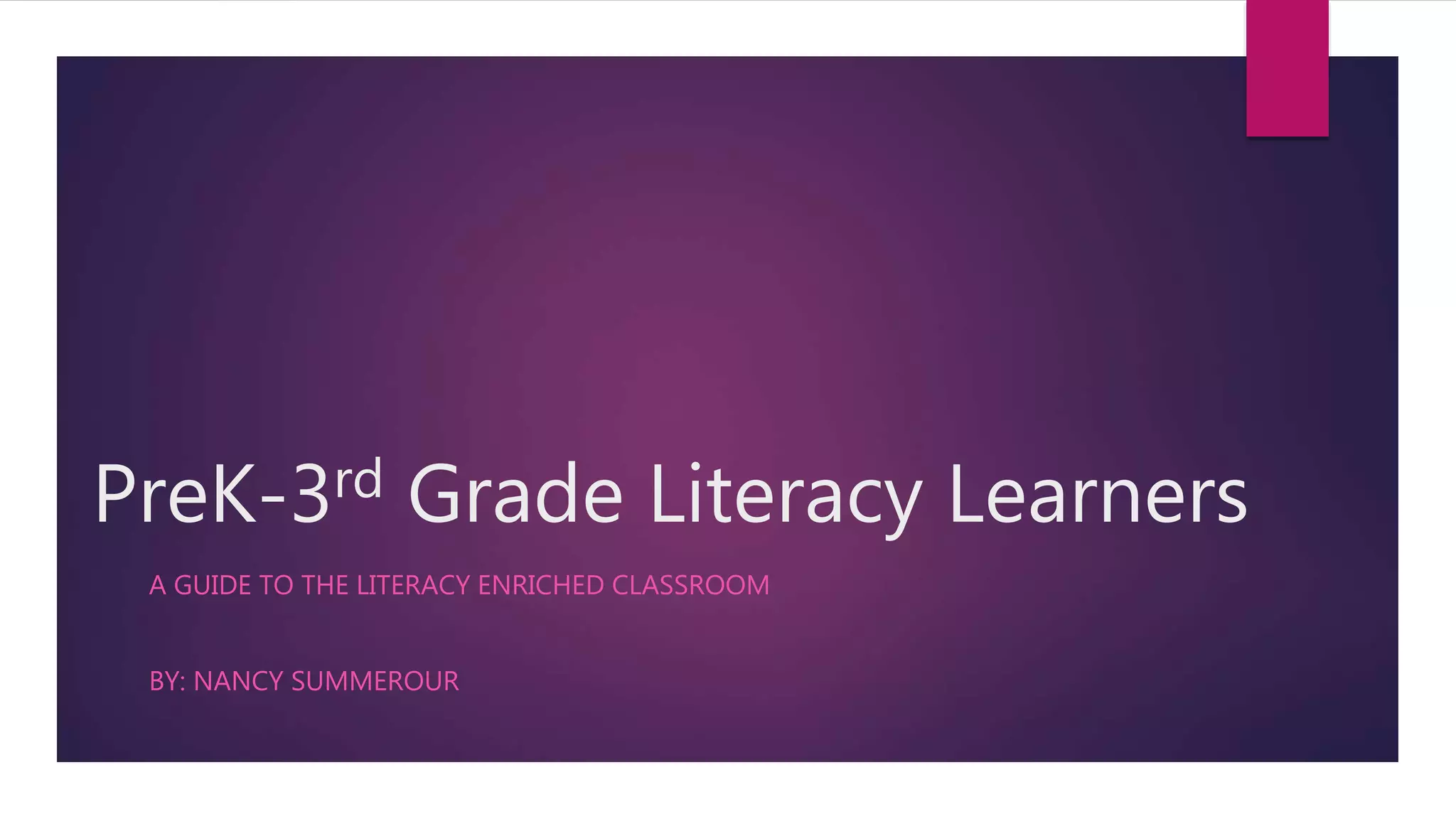 Pre k 3rd grade literacy learners ppt | PPT