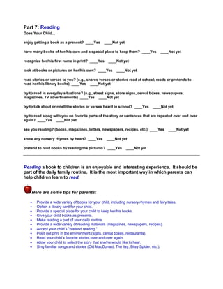 Prekkindergartenreadinesschecklist | PDF