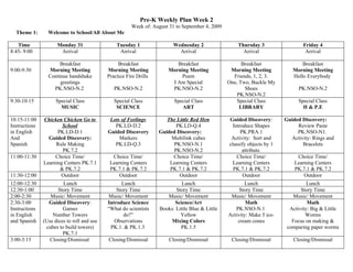 Pre K Second Week Of School | DOC | Secondary Education | Education