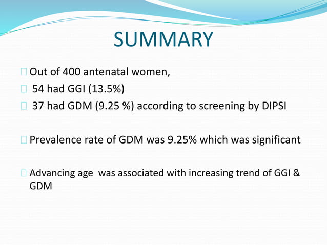 Universal screening for gestational diabetes by DIPSI test by Dr ...