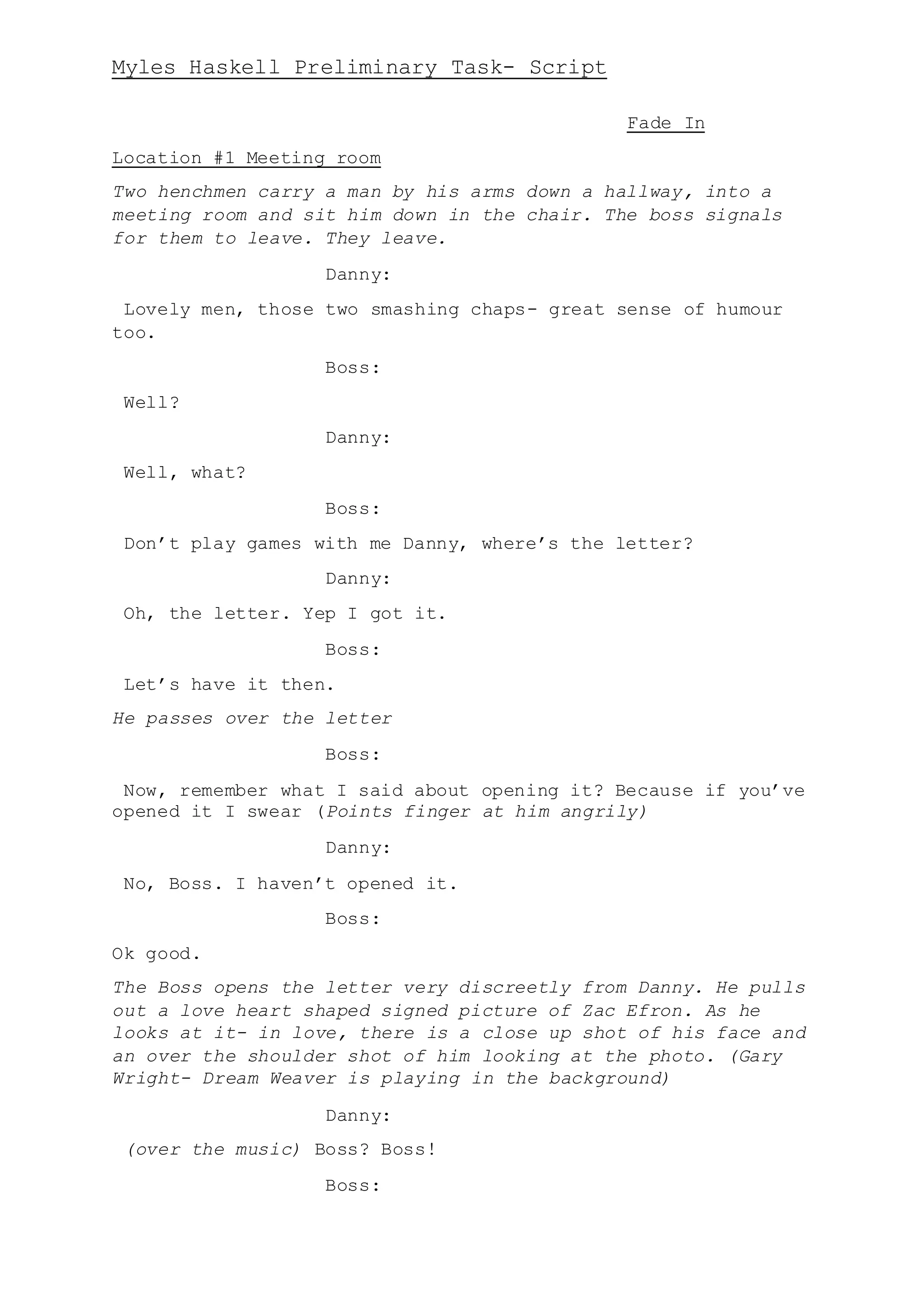 Preliminary Task Script | DOCX