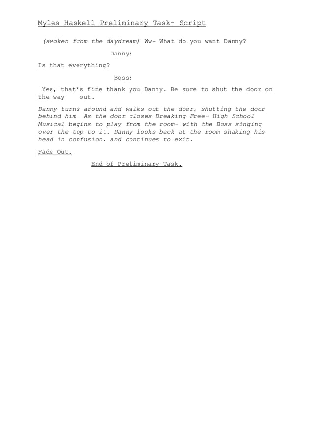 Preliminary Task Script | DOCX