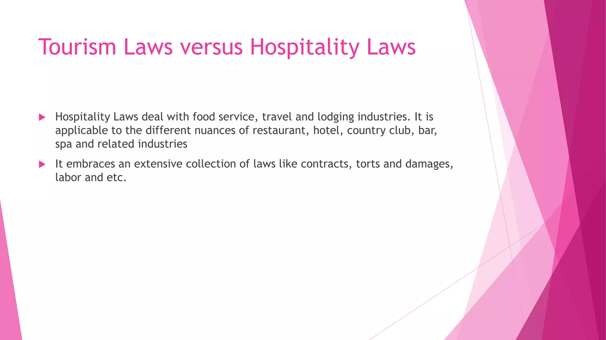 Legal Aspects in Tourism and Hospitality Laws | PPTX