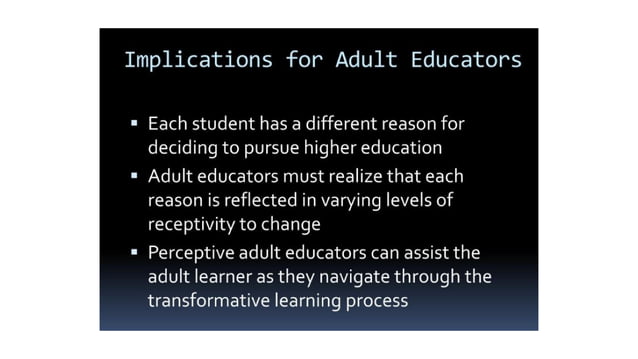 Transformative Education and Transformative Learning | PPT