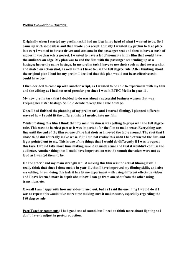 Prelim evaluation | PDF