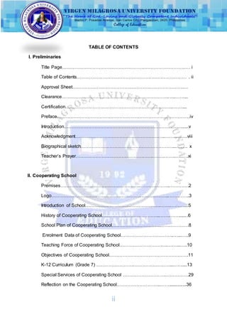 (PART 1 OF 2) Off - Campus Practice Teaching Portfolio | DOCX