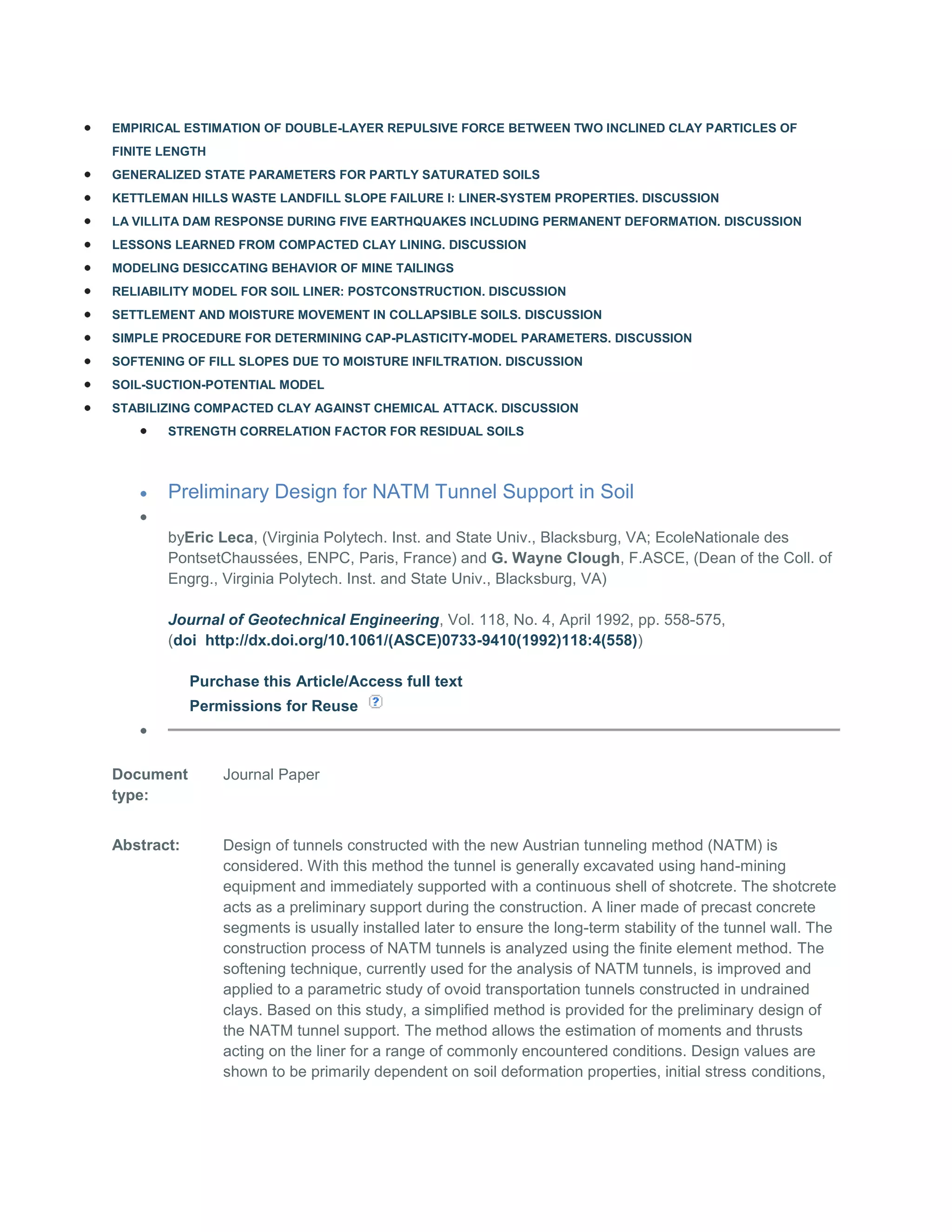 Preliminary design for natm tunnel support in soil | DOCX