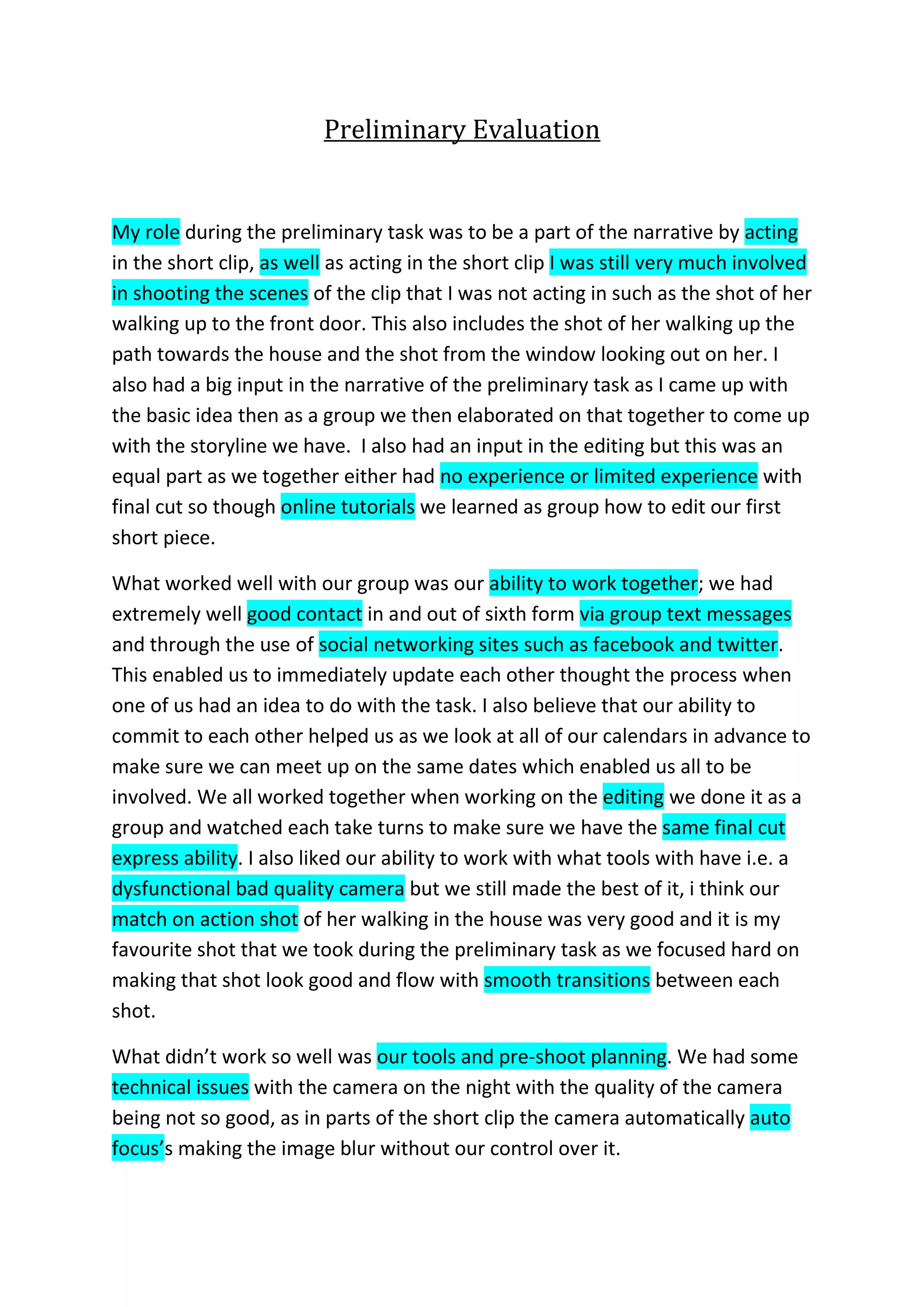 Preliminary evaluation | PDF