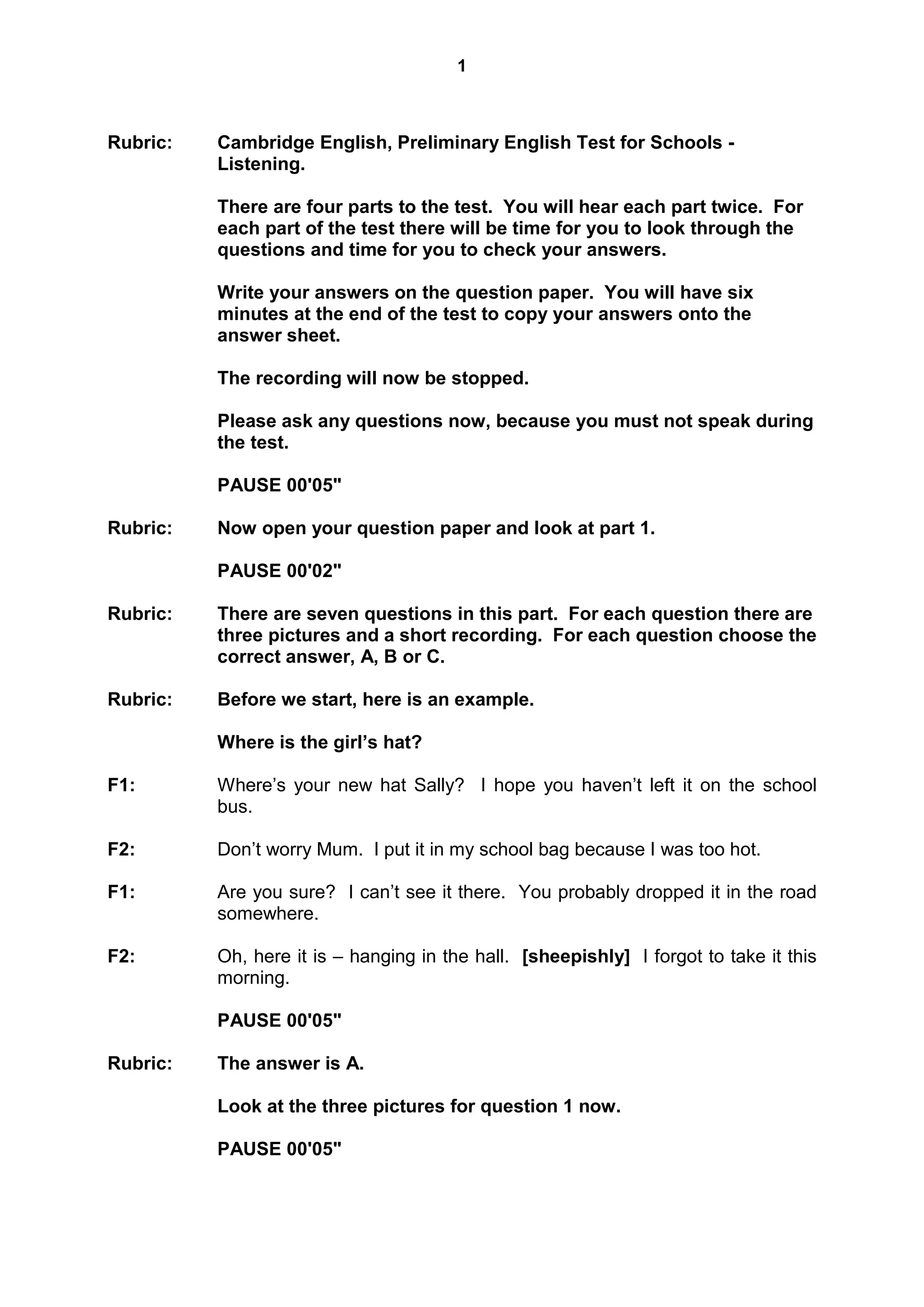 Preliminary for schools_listening_5_tapescript | PDF