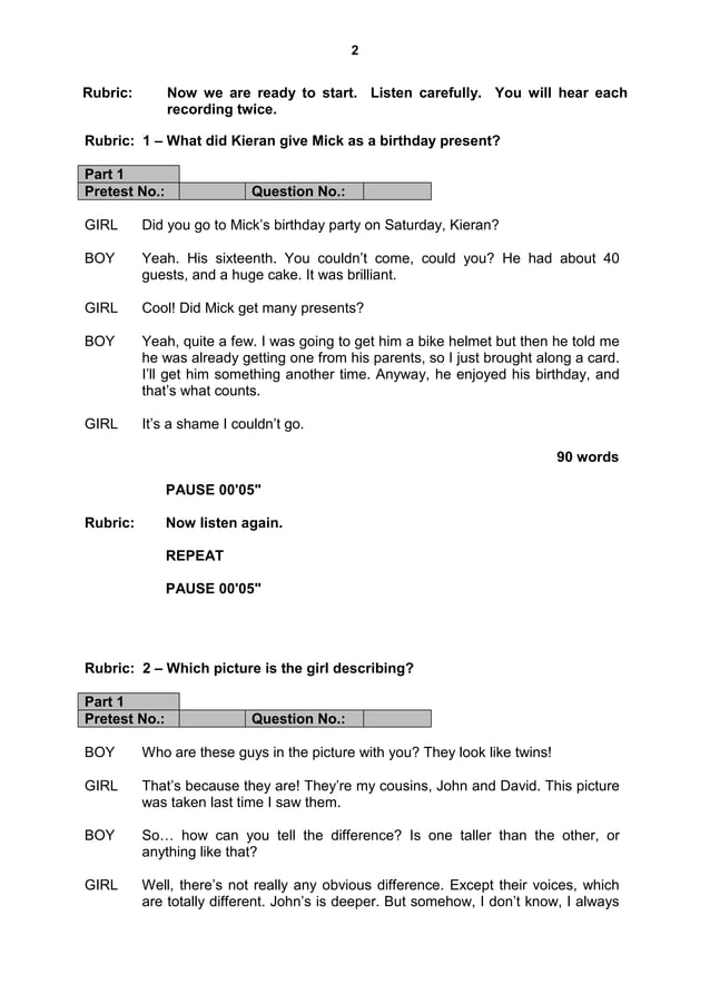 Preliminary for schools_listening_5_tapescript | PDF