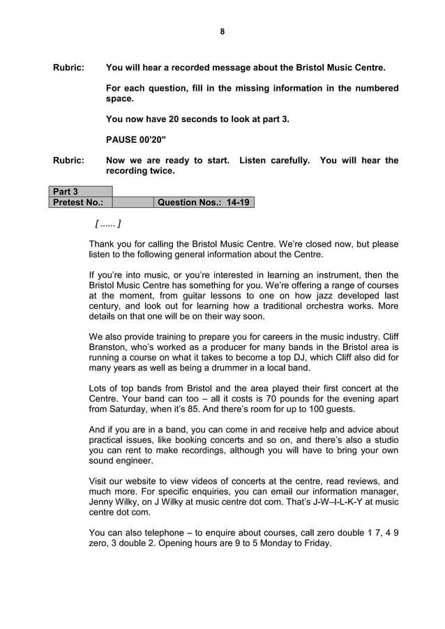 Preliminary for schools_listening_5_tapescript | PDF