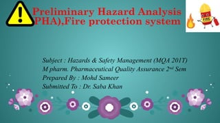 Preliminary Hazard Analysis (PHA) Fire protection system.pptx
