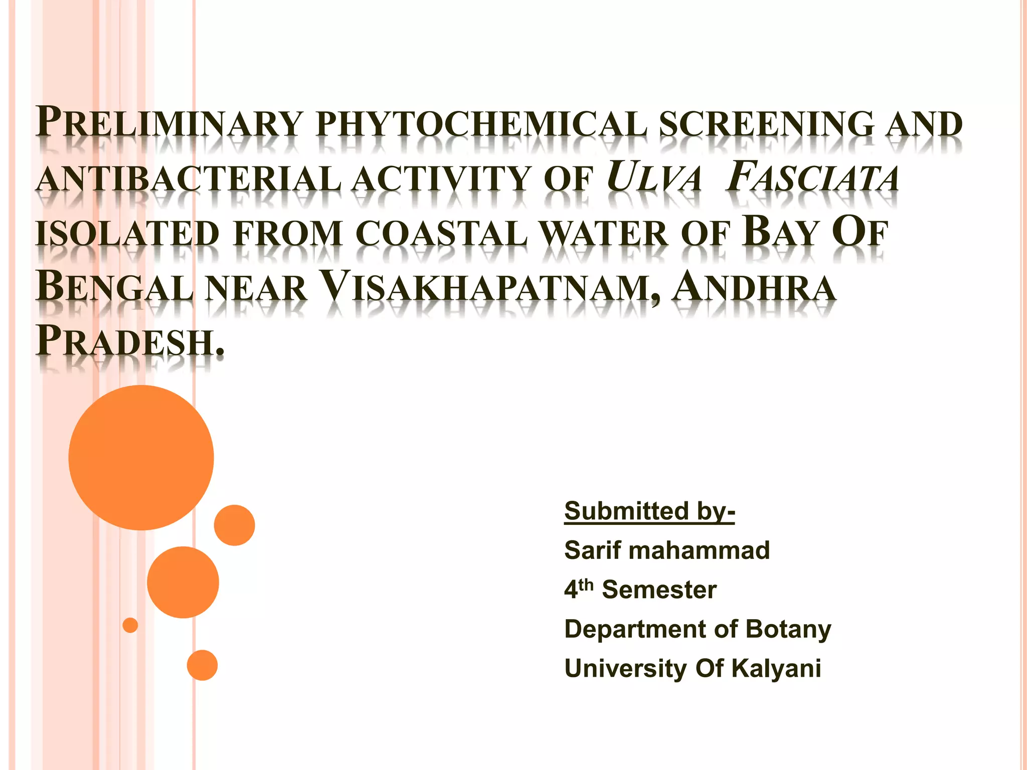 Preliminary phytochemical screening and antibacterial activity of ulva ...