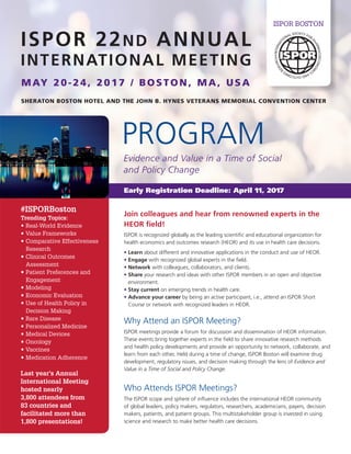 Preliminary program of ISPOR Boston 2017 | PDF