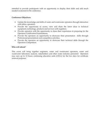 5th Caribbean Water Operators' Conference - Programme cwoc 2017 | PDF