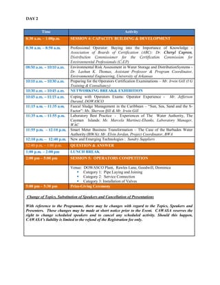 5th Caribbean Water Operators' Conference - Programme cwoc 2017 | PDF