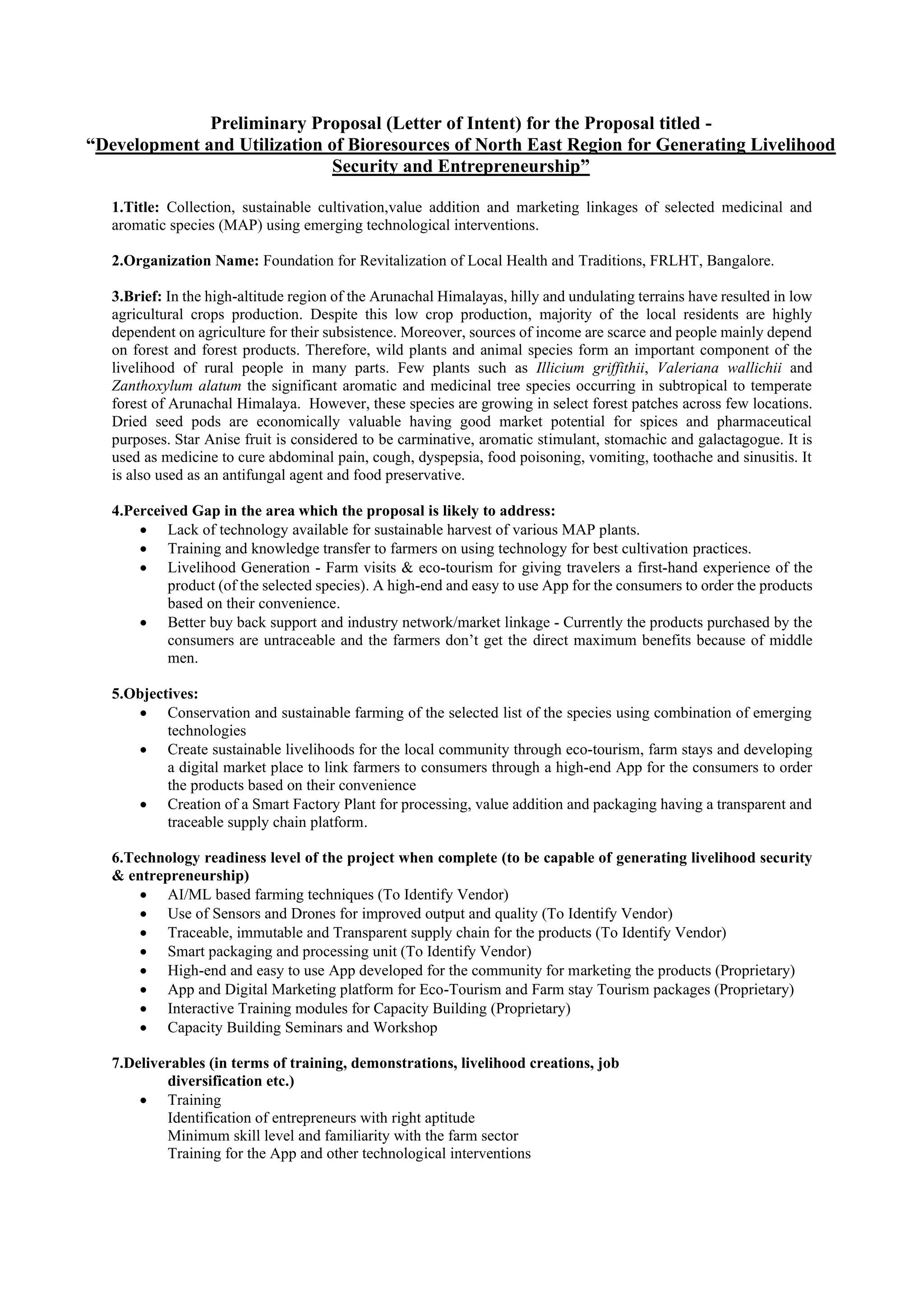 Preliminary proposal (letter of intent) | PDF
