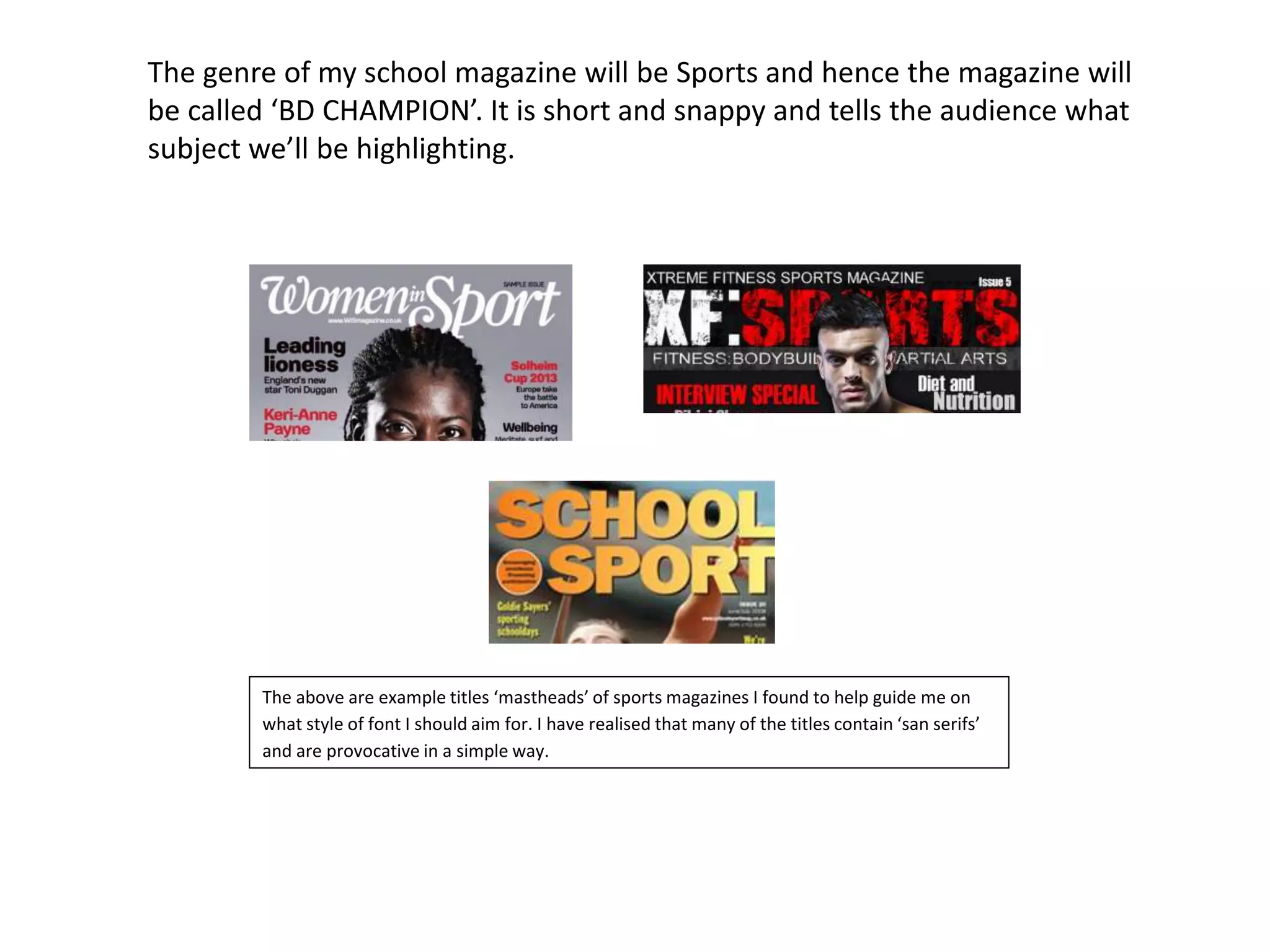 Preliminary school magazine Titles | PPTX