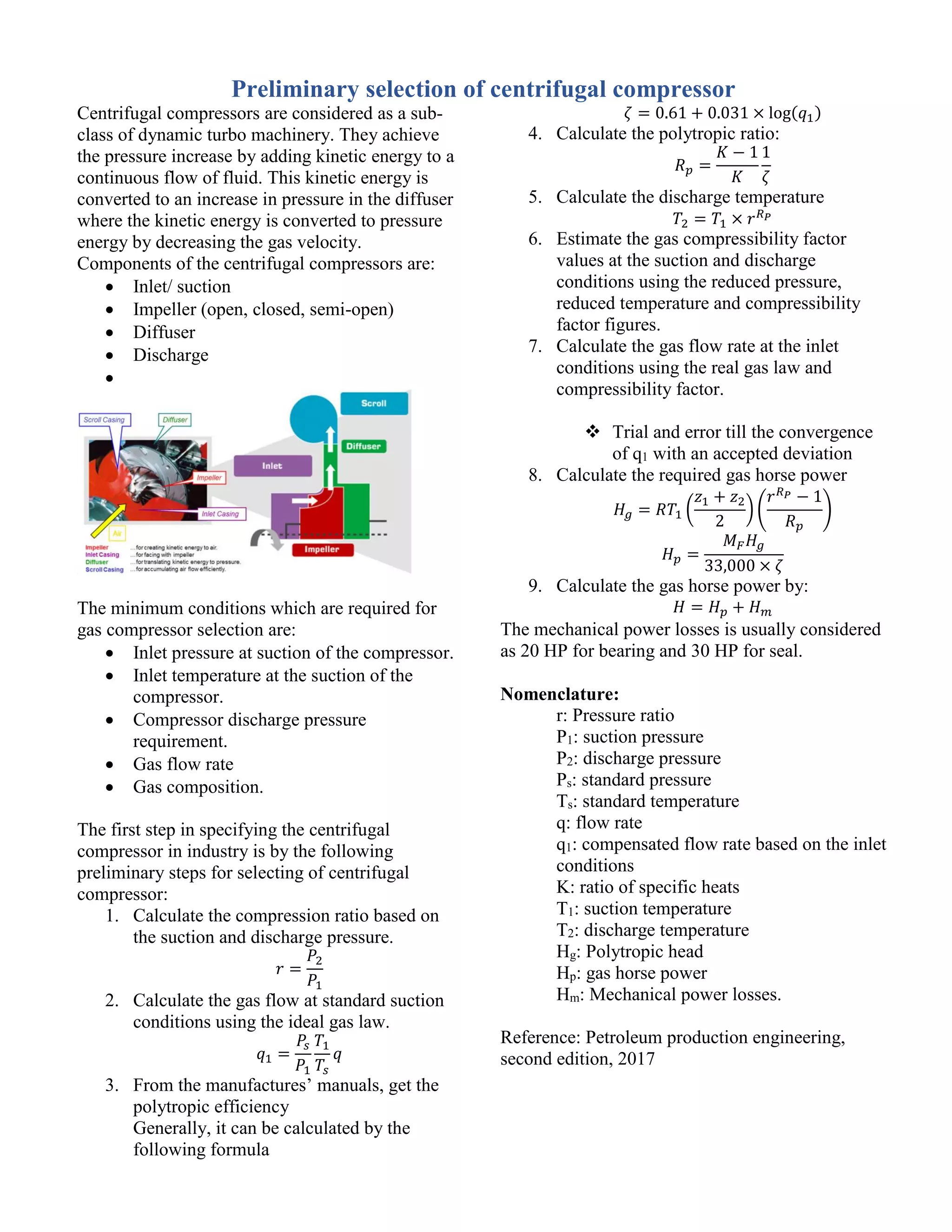 Preliminary selection of centrifugal compressor | PDF