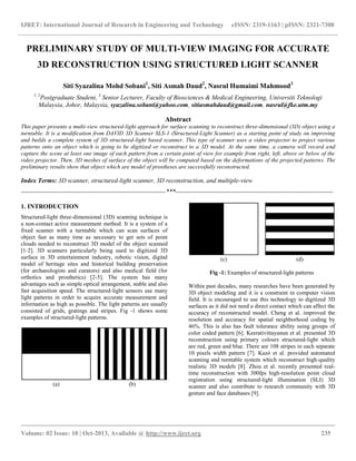 Preliminary study of multi view imaging for accurate 3 d reconstruction using structured light ...