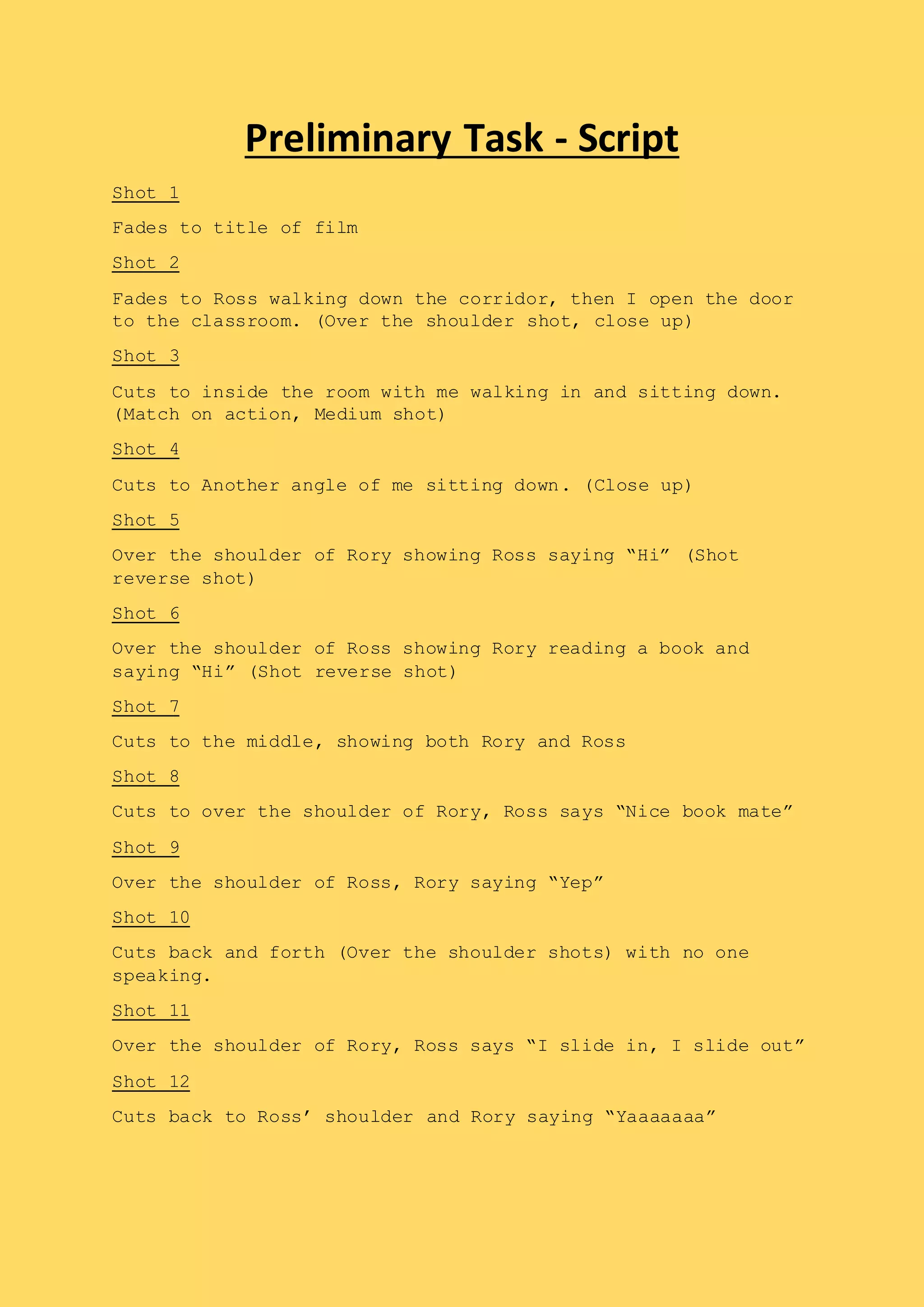 Preliminary task script | DOCX