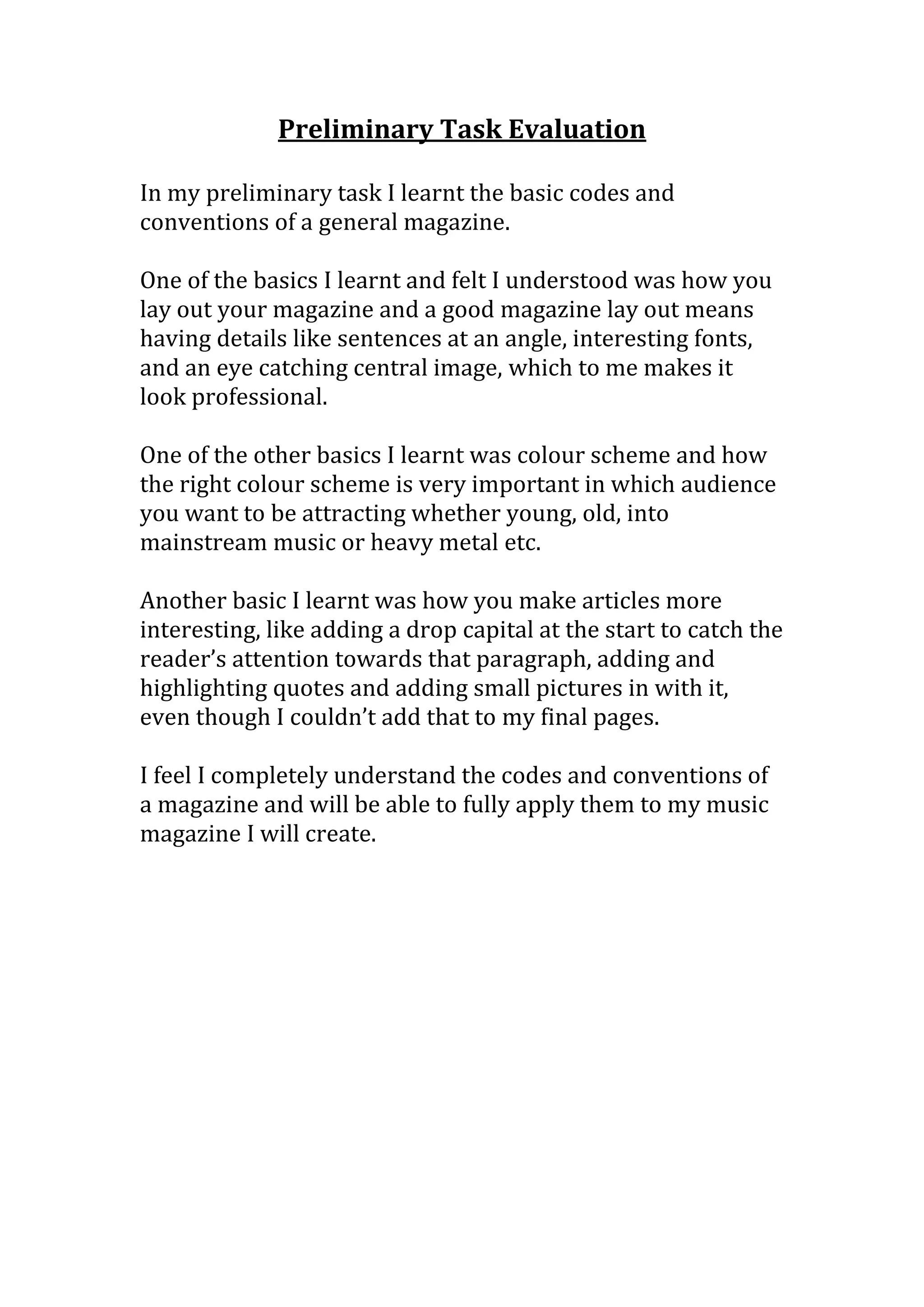 Preliminary task evaluation | PDF