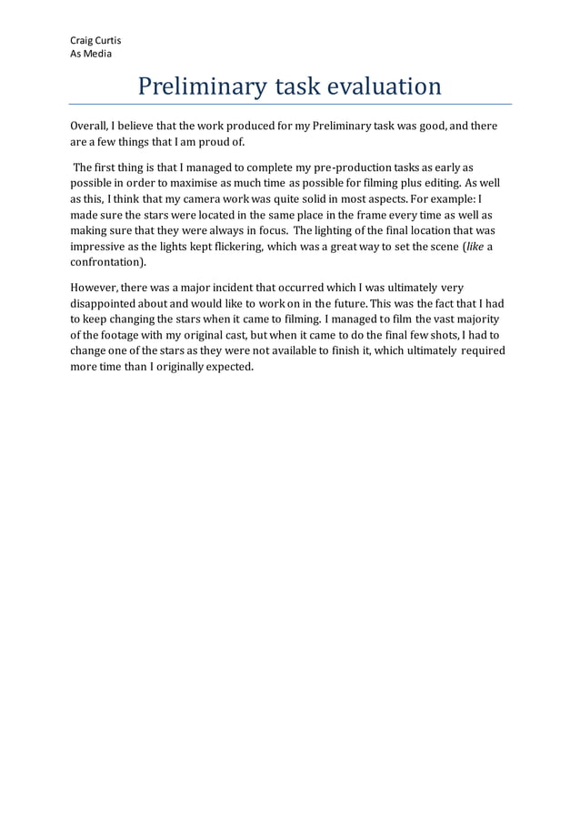 Preliminary task evaluation | PDF