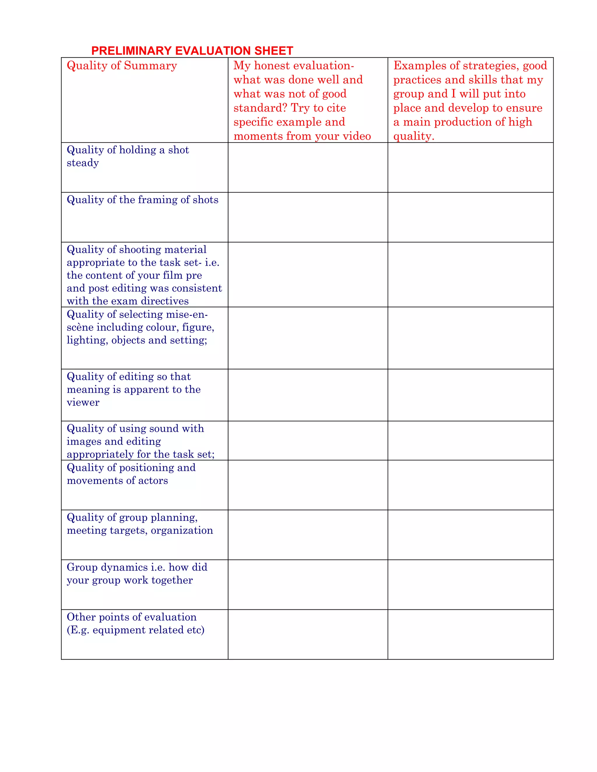 Preliminary Task Evaluation Report | PDF