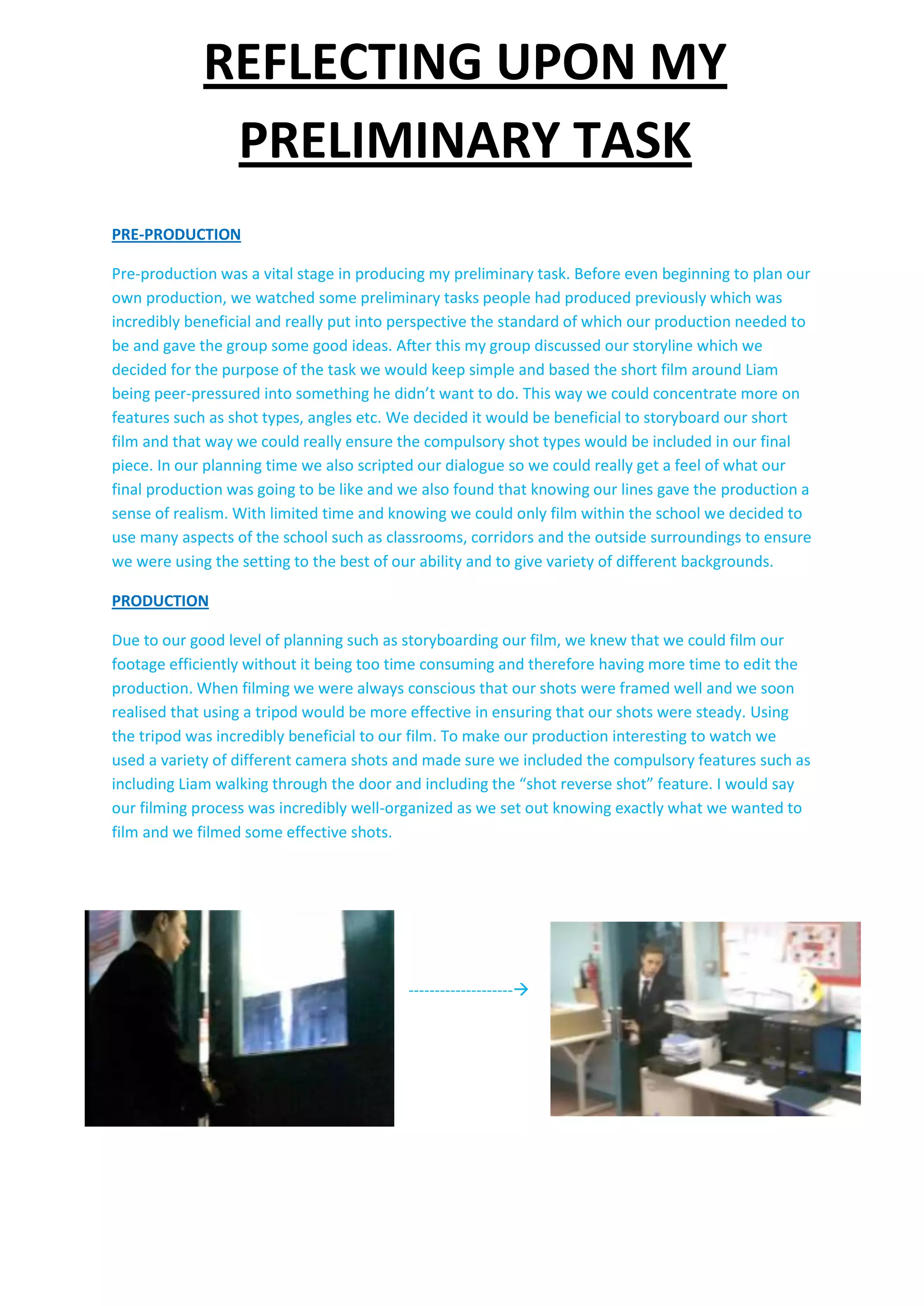 Preliminary Task Reflection | DOCX