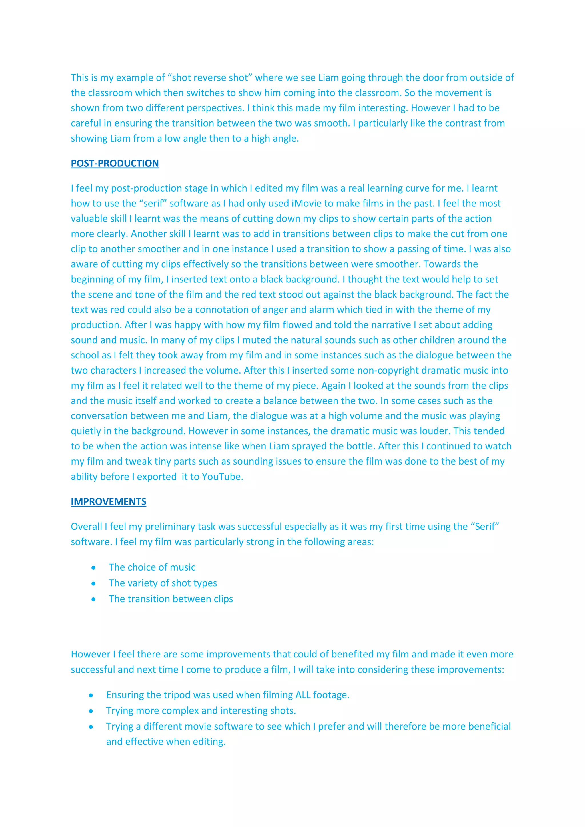 Preliminary Task Reflection | DOCX