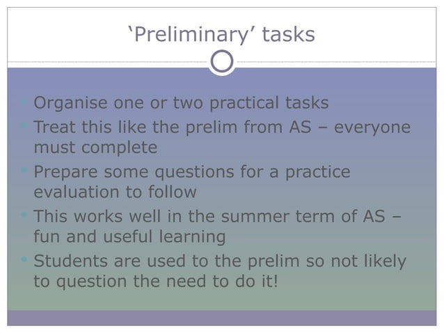 Preliminary tasks | PPT