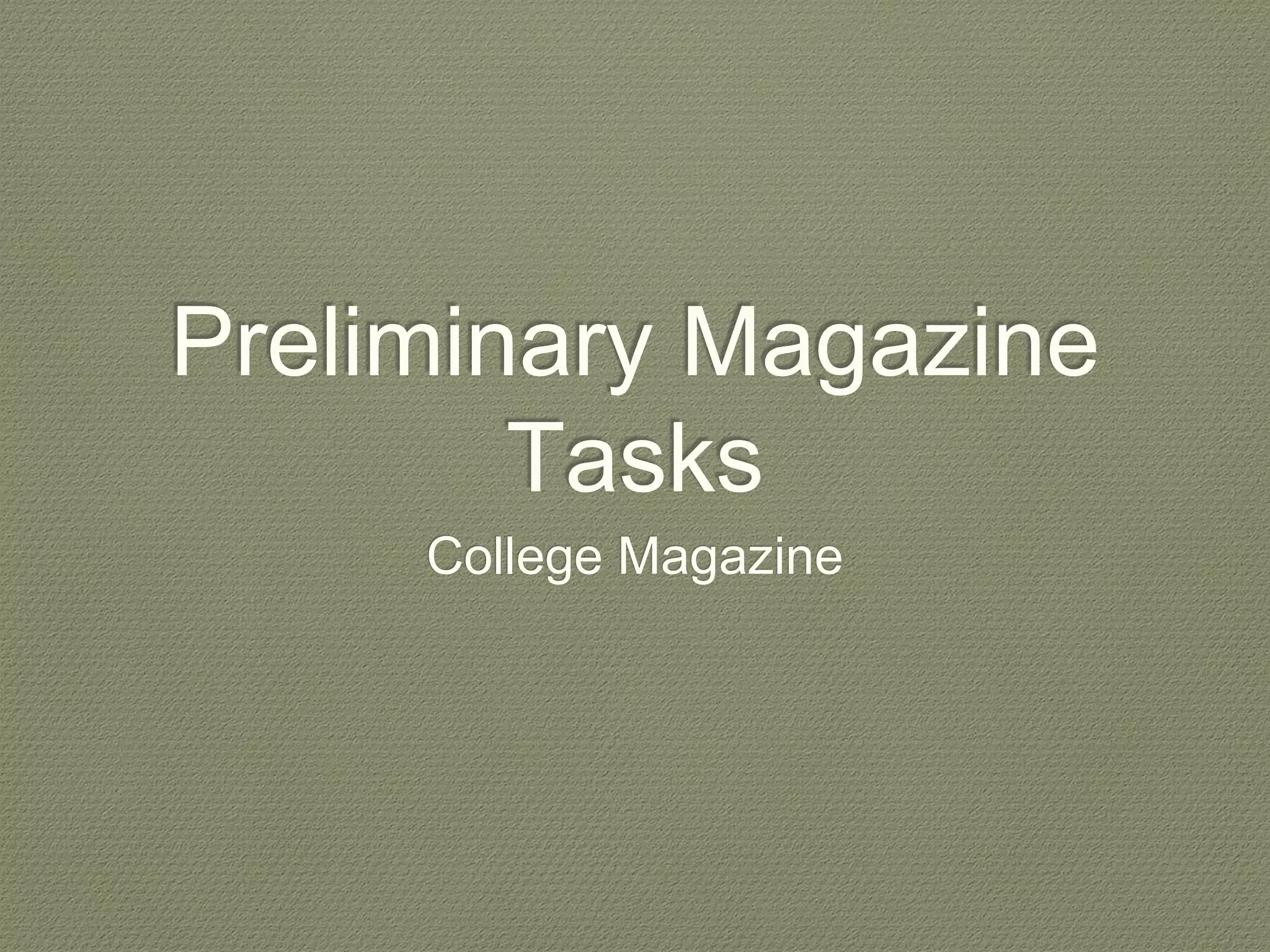 Preliminary tasks | PPTX