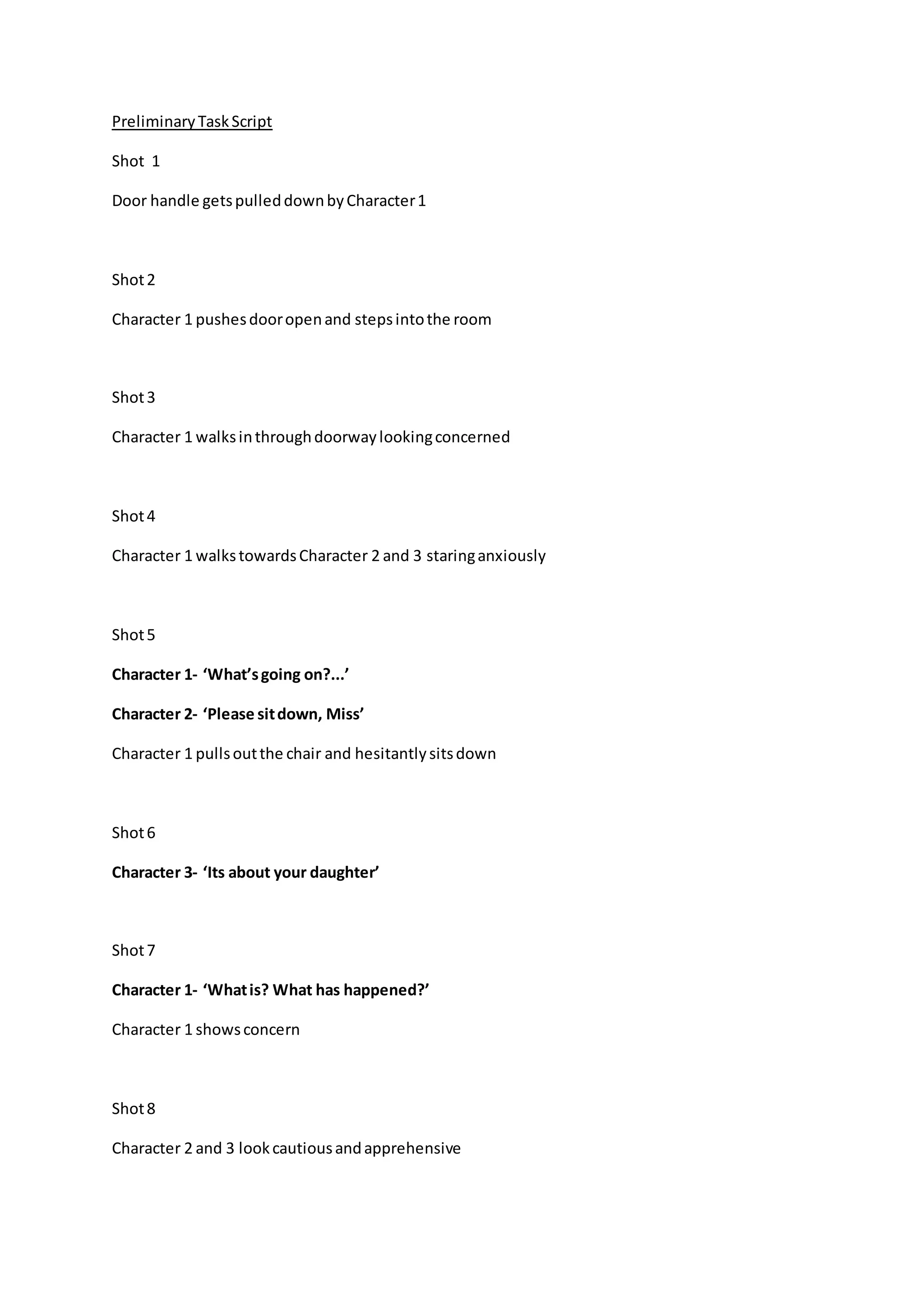 Preliminary task script | PDF