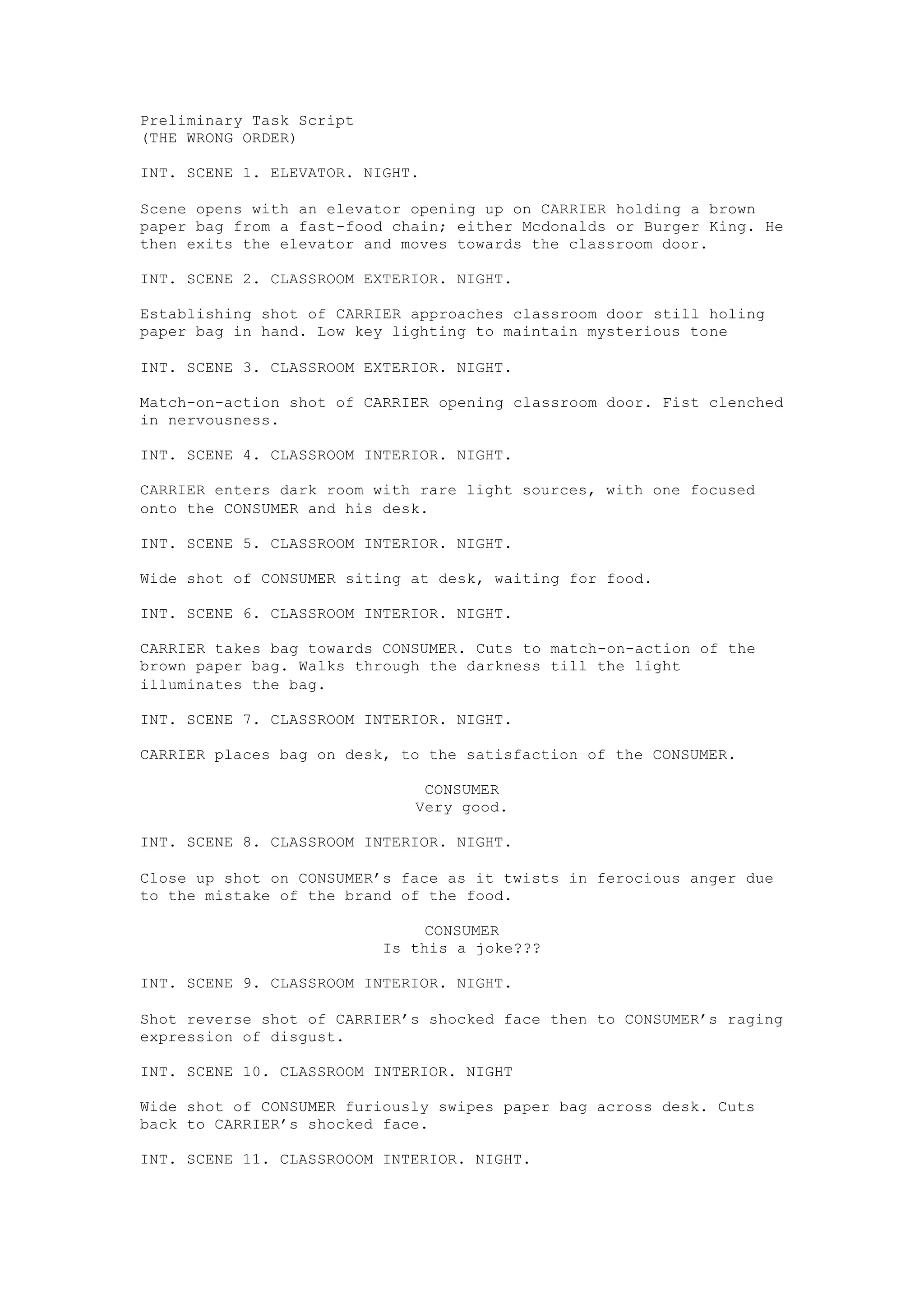 Preliminary Task Script | PDF