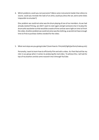 Preliminary video reflection questions | PDF