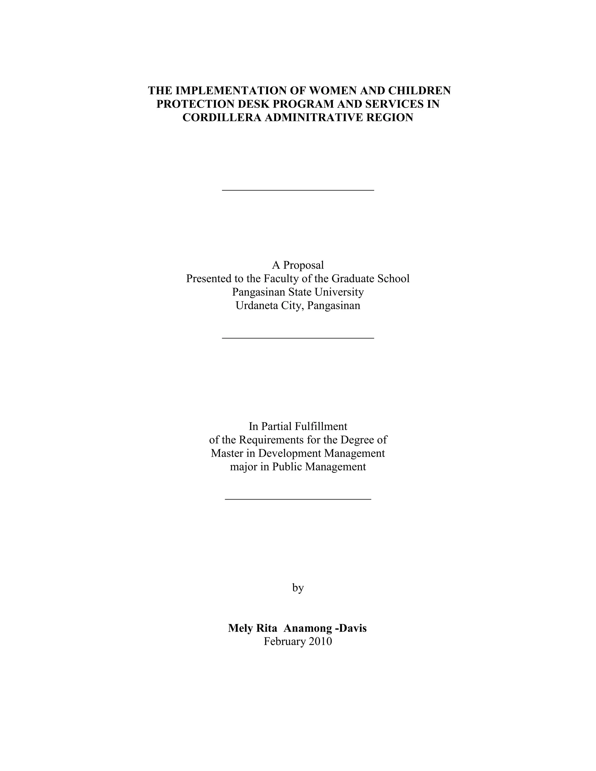 THE IMPLEMENTATION OF WOMEN AND CHILDREN PROTECTION DESK PROGRAM AND ...