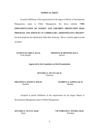 THE IMPLEMENTATION OF WOMEN AND CHILDREN PROTECTION DESK PROGRAM AND ...