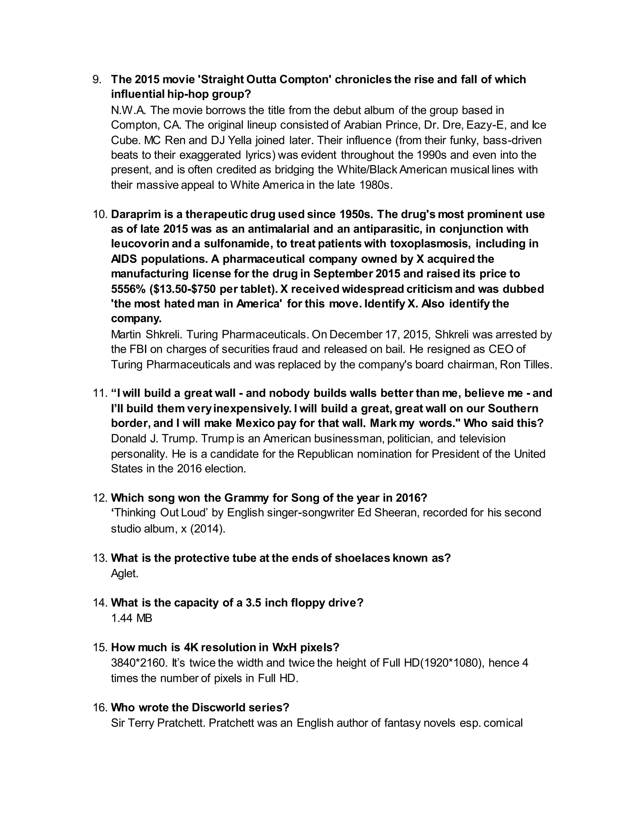 General Quiz preliminary round | DOCX