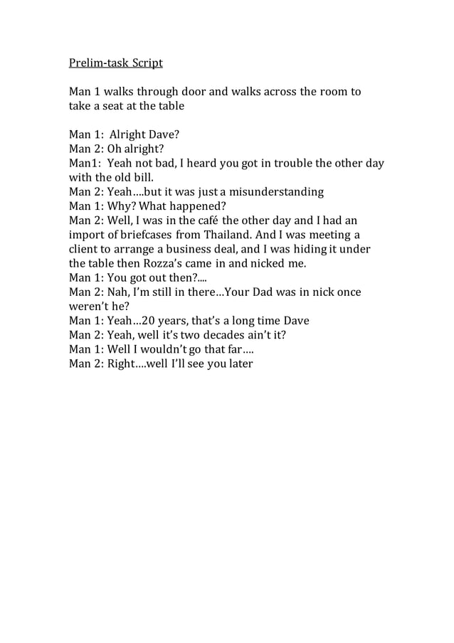 Prelim script | DOCX