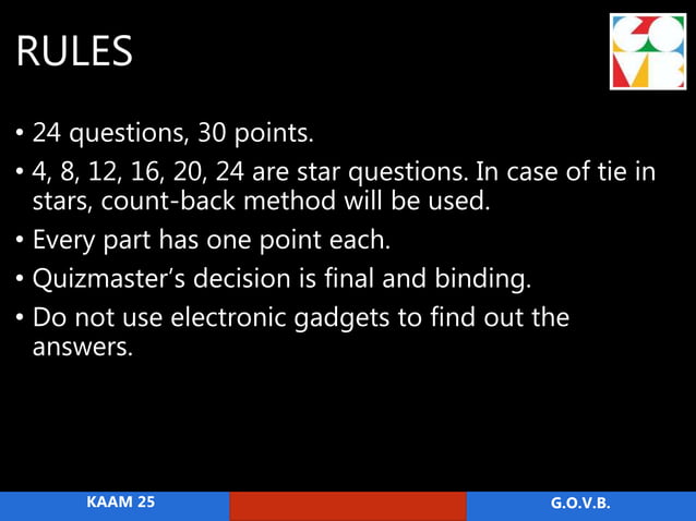 Kaam 25- U25 General Quiz Prelims | PPT