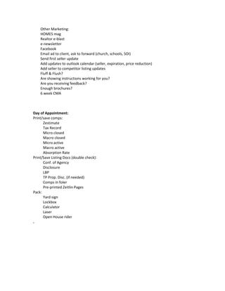 Pre Listing Checklist | DOC