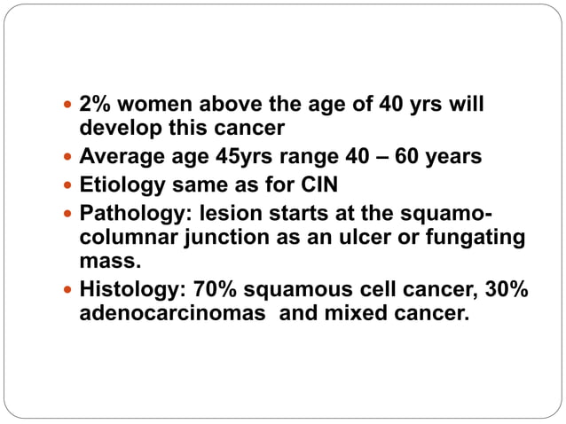 Premalignant and malignant conditions of the cervix | PPTX | Cancer ...