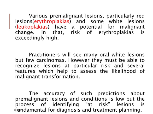 Premalignant lesions and conditions | PPTX