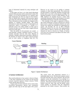 Profile based Video segmentation system to support E-learning | PDF