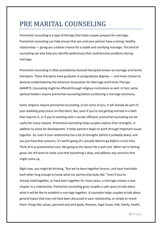 Premarital counseling | PDF