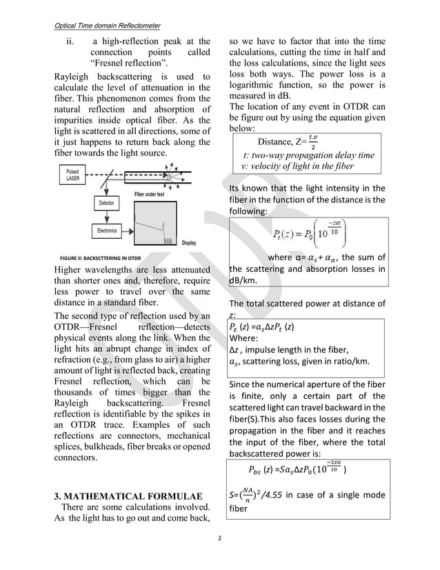 OPTICAL TIME DOMAIN REFLECTOMETRY-OTDR | PDF | Physics | Science